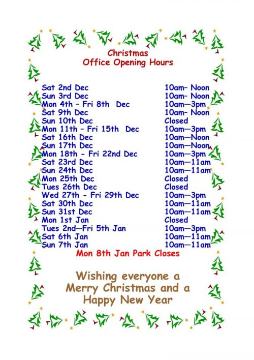 CHRISTMAS OFFICE HOURS - Retreat Caravan Park